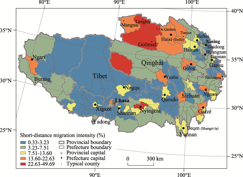 Figure 3 Spatial distribution of short-distance migration intensity on ...