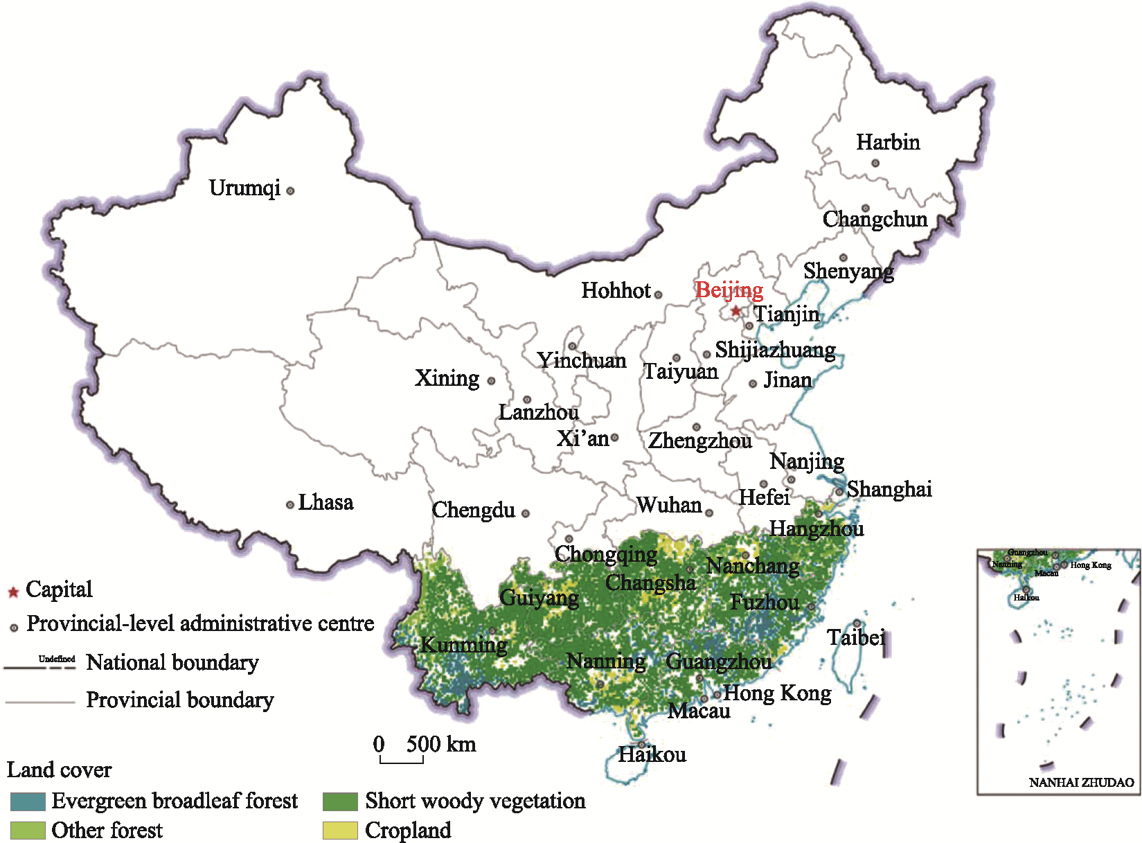 Figure 1 Spatial distribution of the main vegetation types over the ...