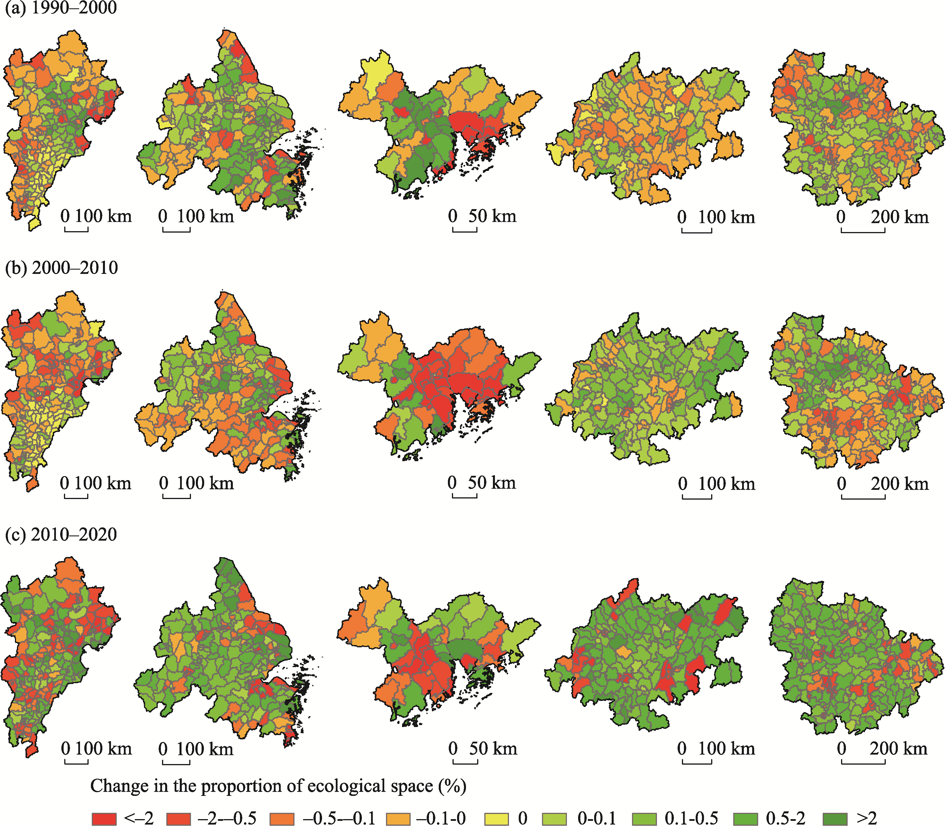Spatio-temporal variations in ecological spaces and their ecological ...