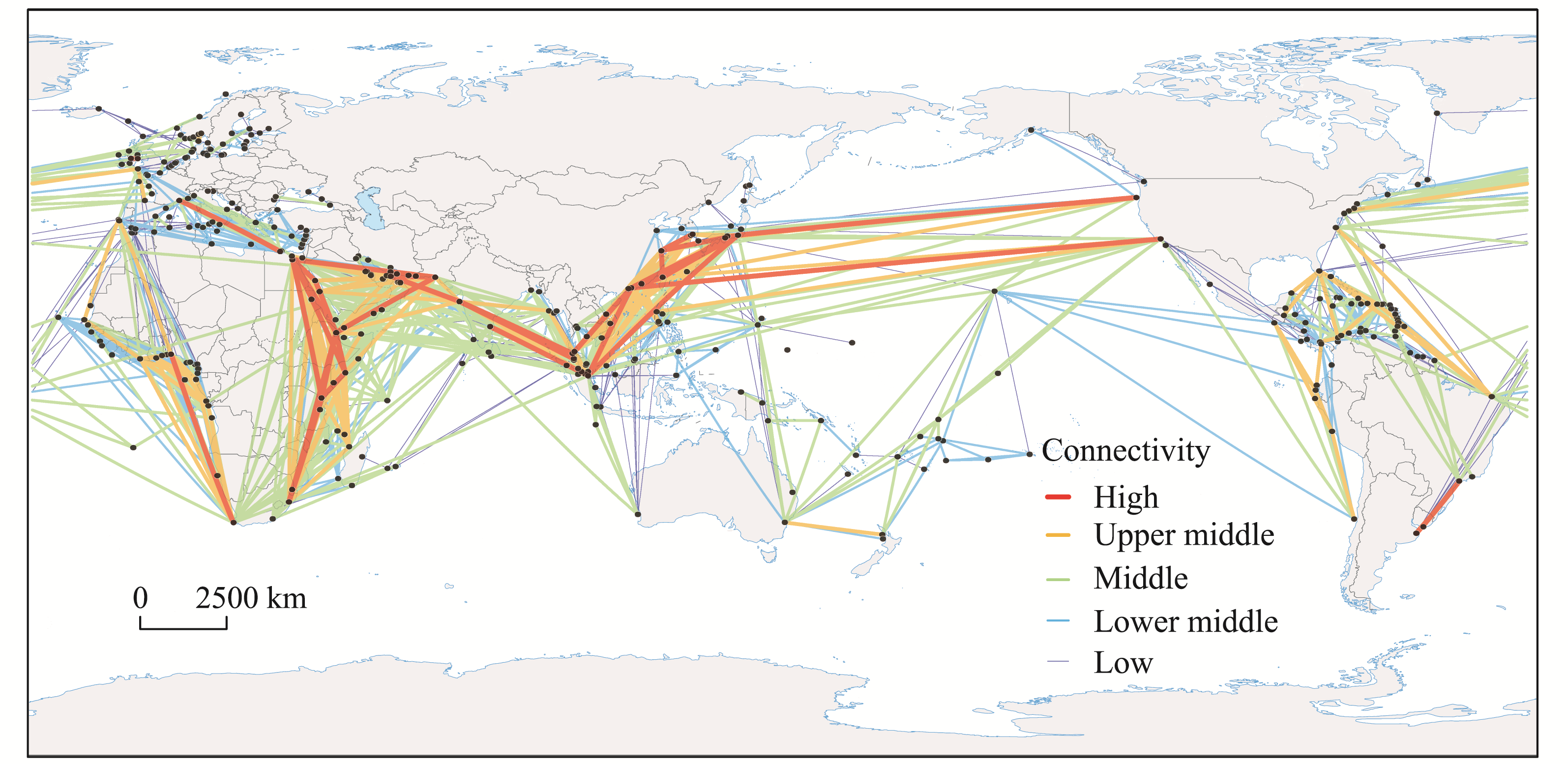 Spatial pattern of global submarine cable network and identification of ...